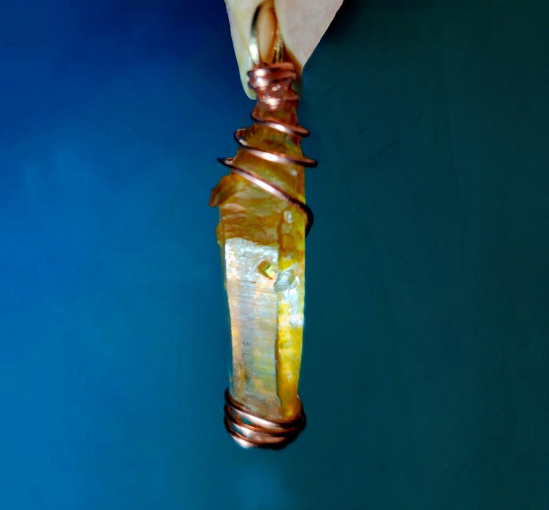 RAINBOW Golden Healer Crystal Pendant 14K Gf/copper Master Healing ...