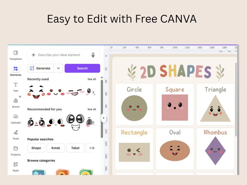 2D Shapes Poster Canva Template | Montessori Learning Chart (digital ...