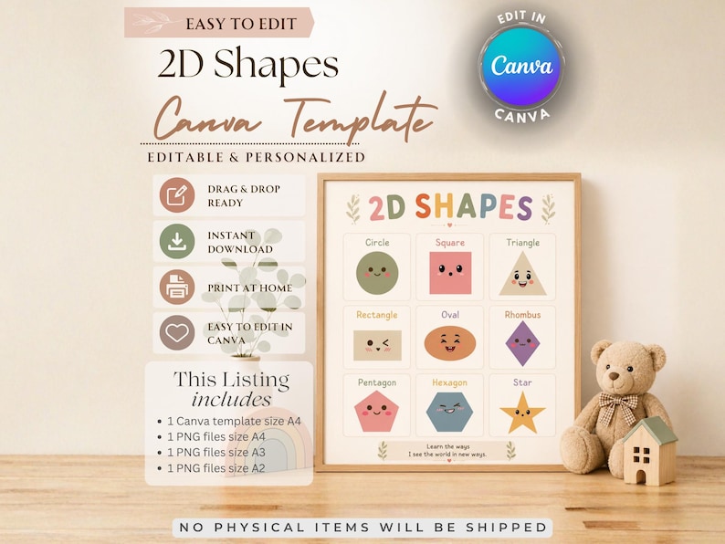 2D Shapes Poster Canva Template | Montessori Learning Chart (digital ...