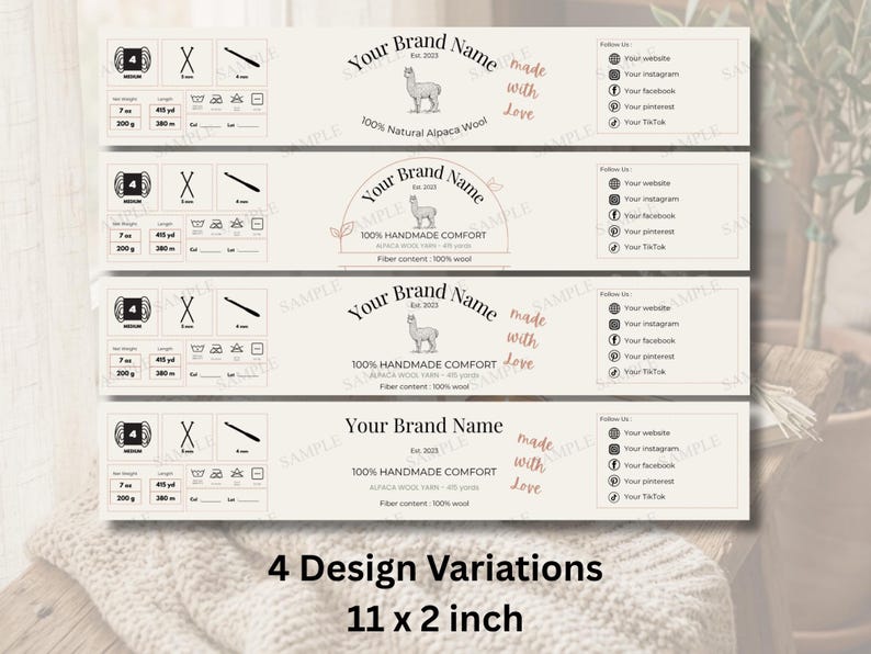Editable Yarn Label Canva Template, Crochet Packaging Wrap, Knitting ...