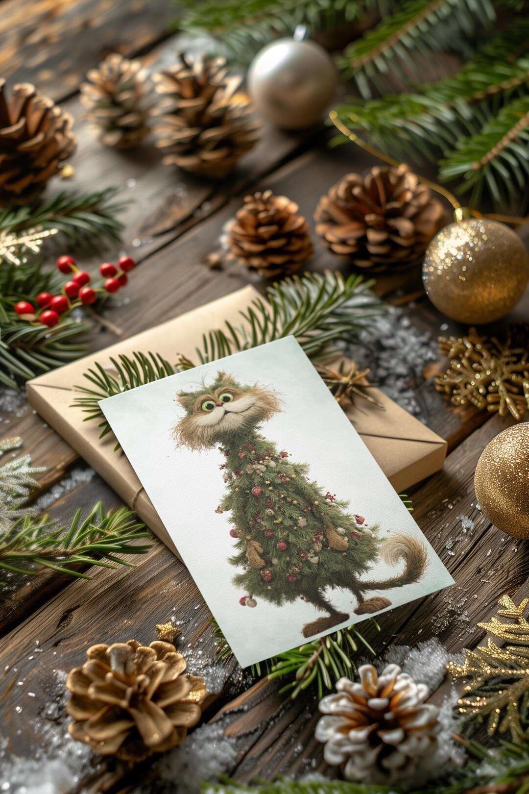 Сat-tree Printable Greeting 14 Cards – Cute Artistic Cat Illustration ...