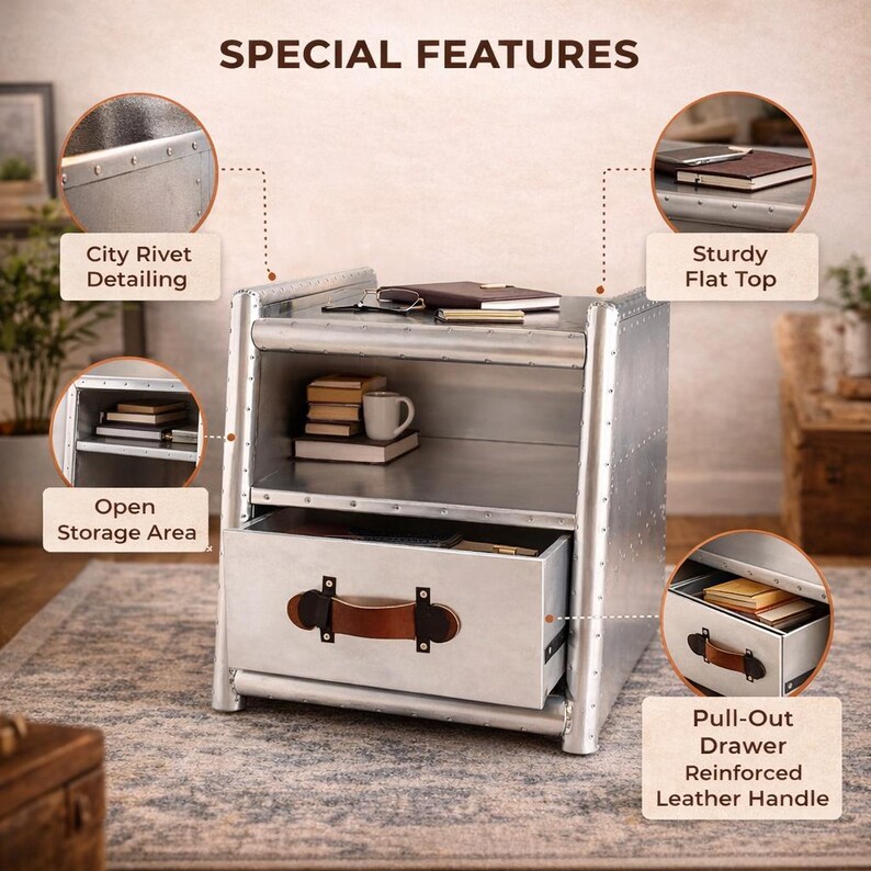 Aviator Side Table Antique Style Industrial Decorative Tomcat Aero ...