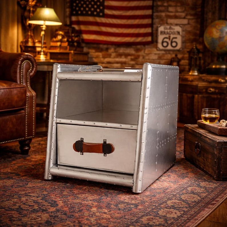 Aviator Side Table Antique Style Industrial Decorative Tomcat Aero ...