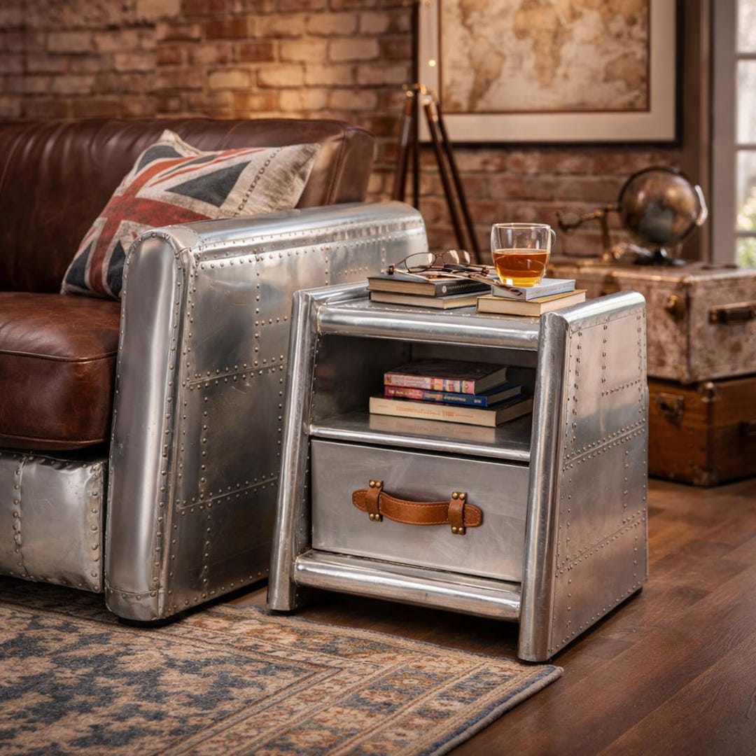 Aviator Side Table Antique Style Industrial Decorative Tomcat Aero ...