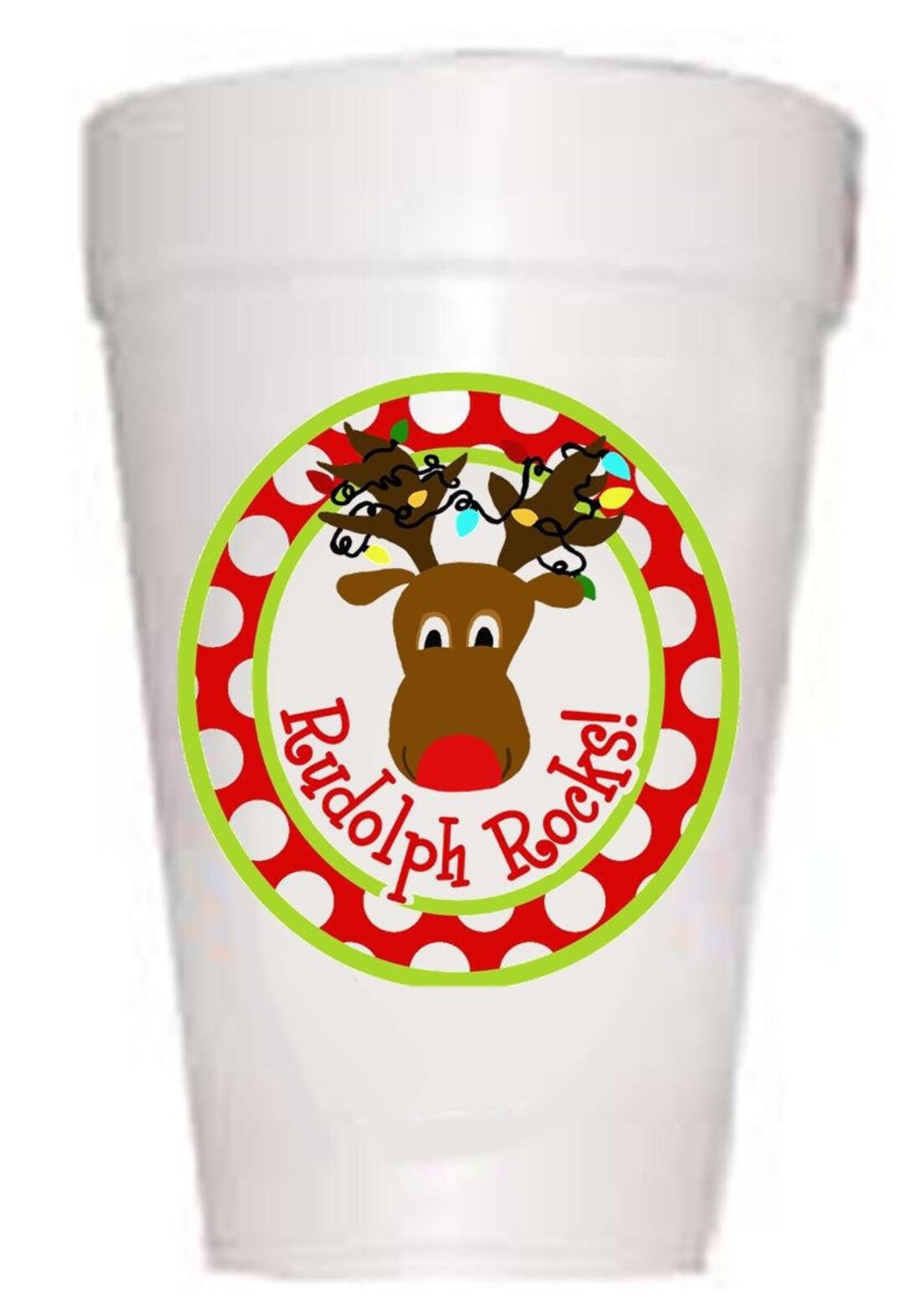 Rudolph Rocks Childrens Christmas Holiday Styrofoam Cups-10ea/16oz ...