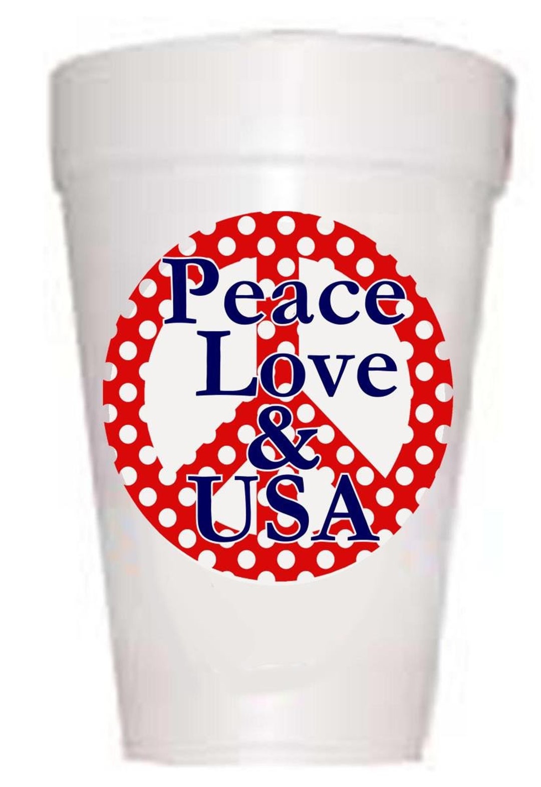 Peace Love USA Party Cups: Patriotic 4th of July, 16 Oz (10 Pack) - Etsy