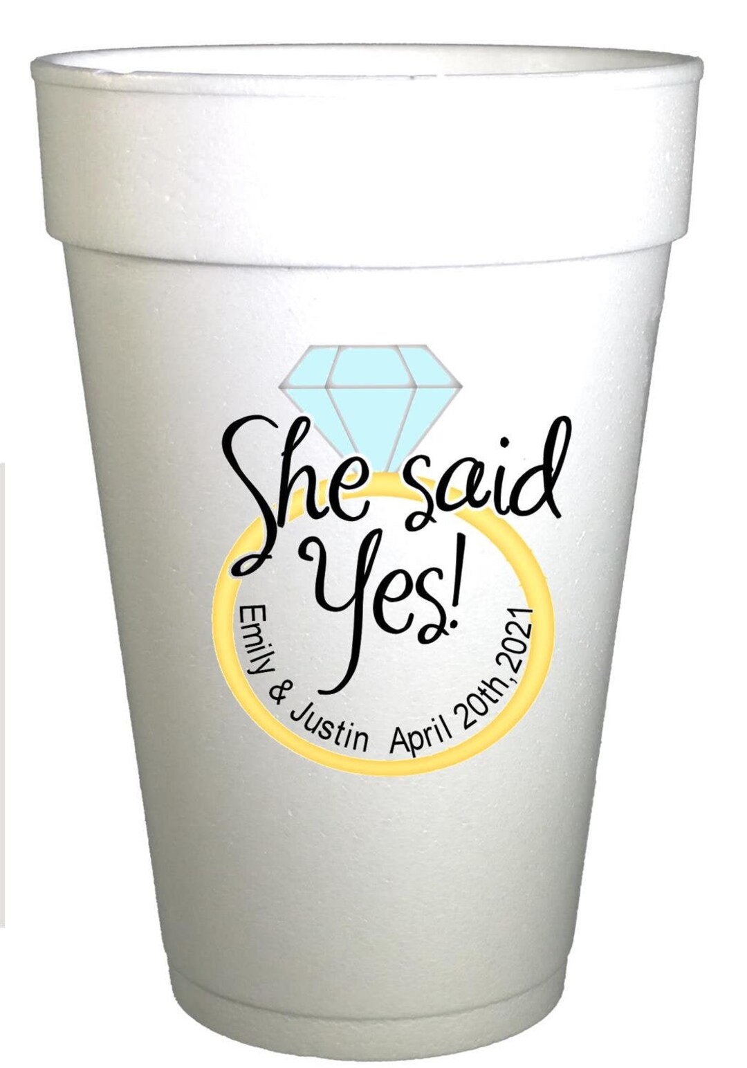She Said Yes Personalized Engagement Party Cups-custom She Said Yes ...