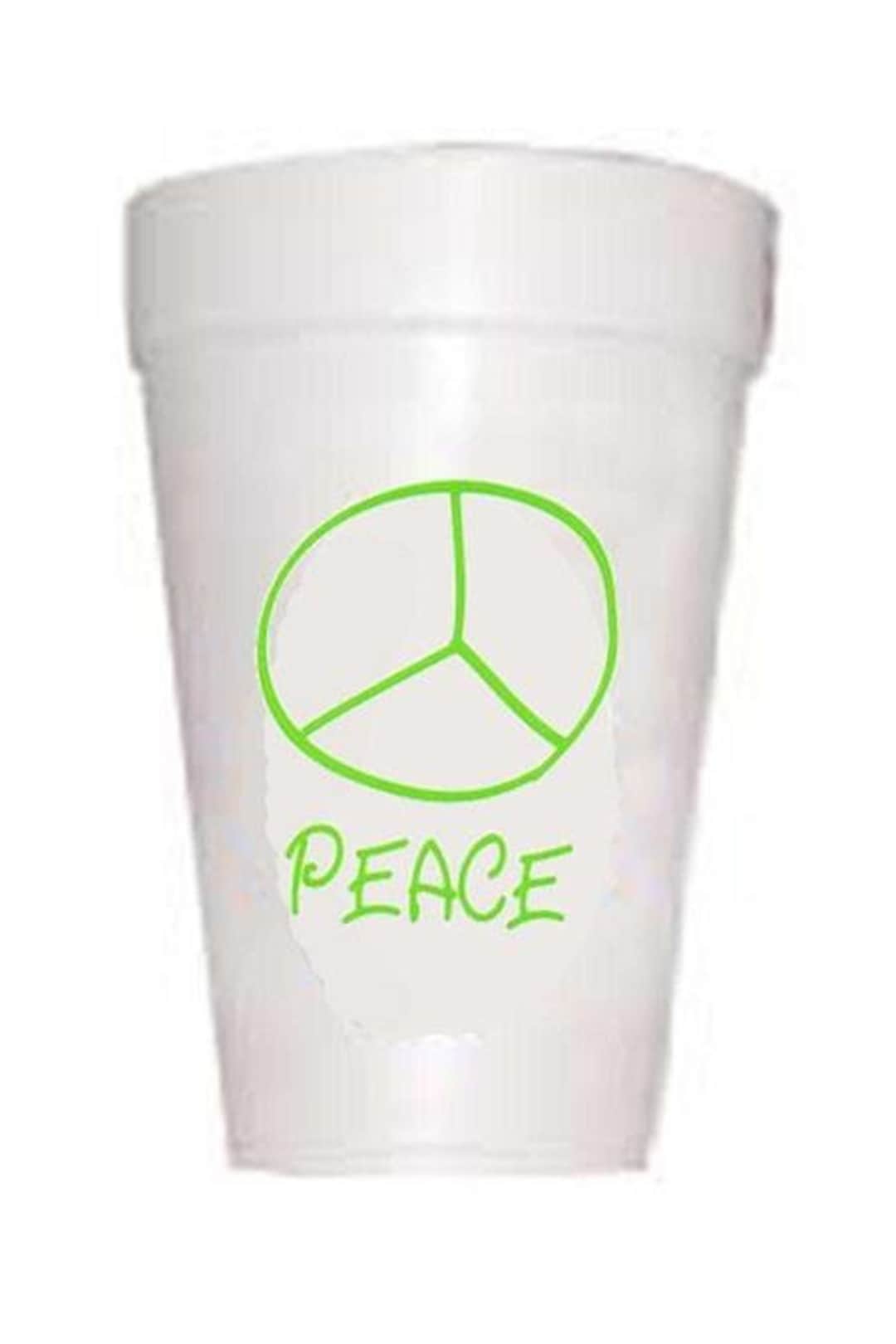 Peace Sign Party Cups - 16 Oz Styrofoam Cups - Set of 10 - Etsy