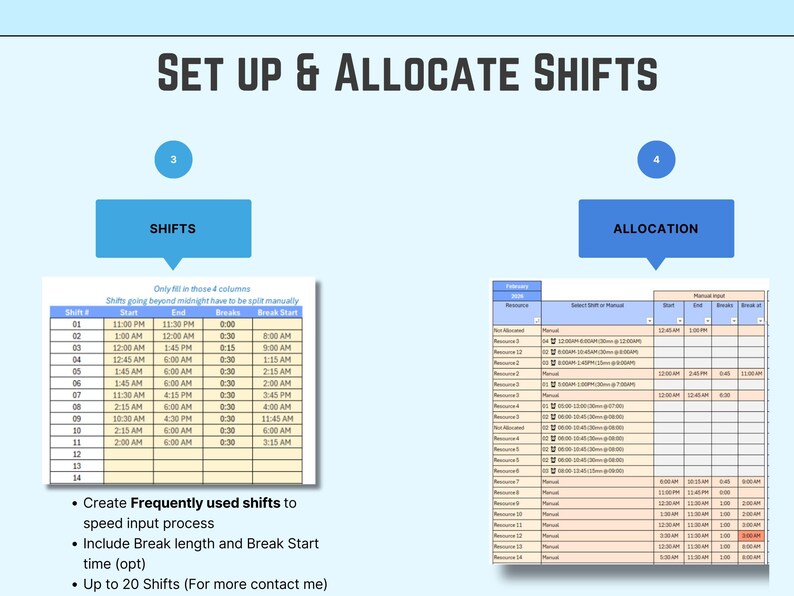 Monthly Excel Roster Template: Employee Shift Schedule (excel 365 ...