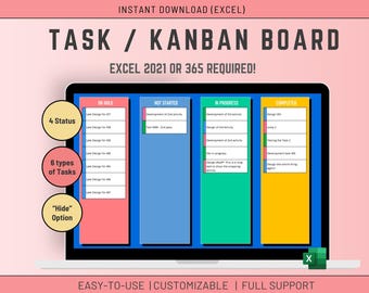 Excel Kanban Board Task List: Agile Project Management (excel 365) - Etsy