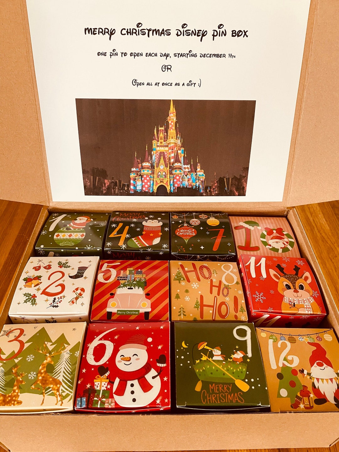 Disney Pin Christmas Box 12 Days of Disney Pins Disney - Etsy