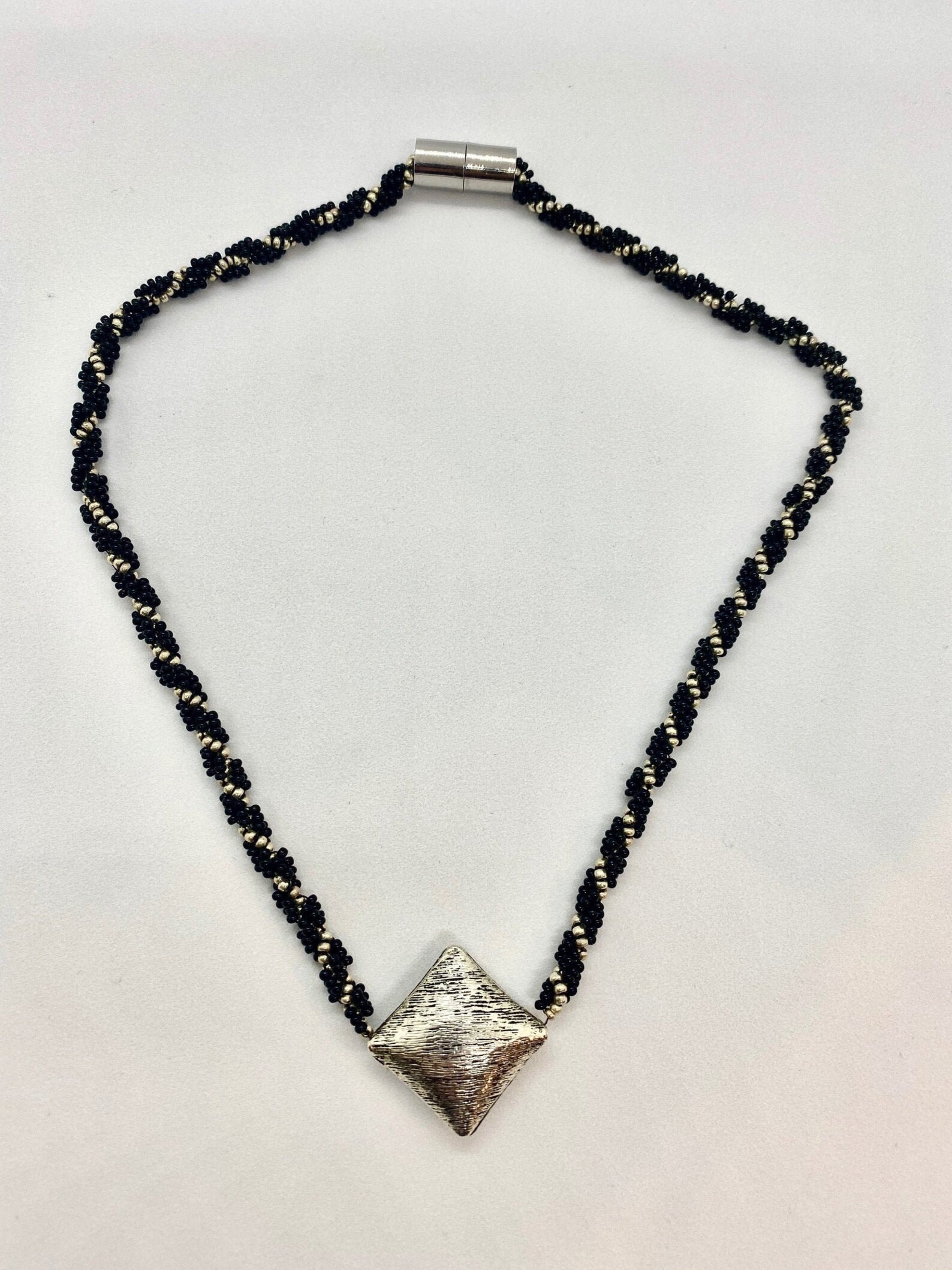 Silver Diamond Shaped Pendant - Etsy UK