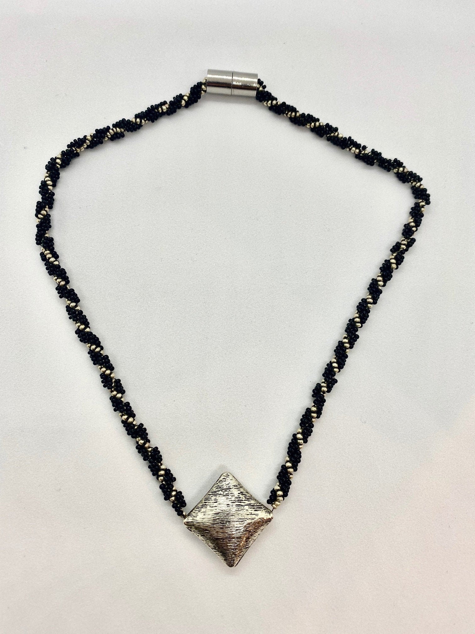 Silver Diamond Shaped Pendant - Etsy UK