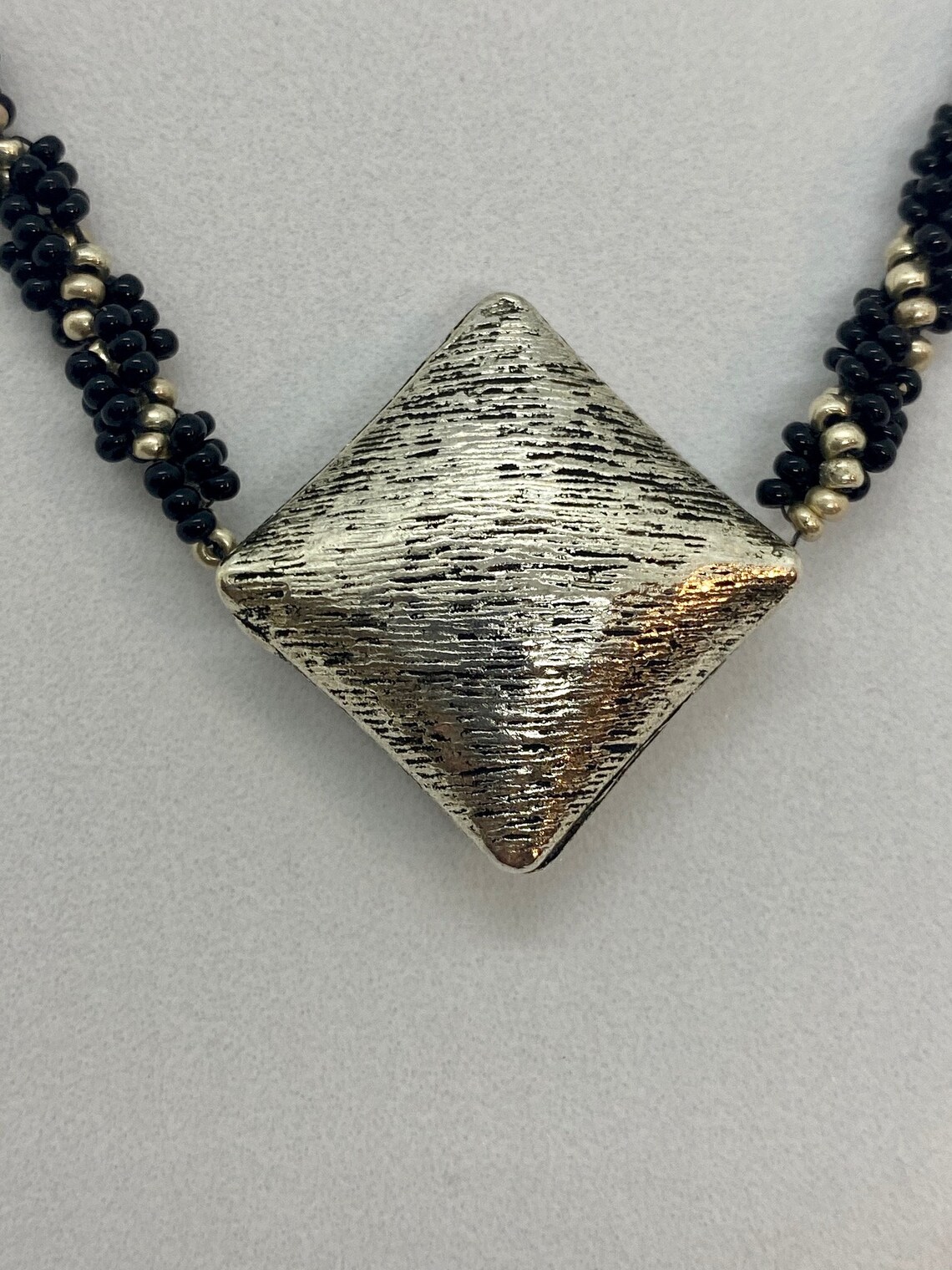 Silver Diamond Shaped Pendant - Etsy UK