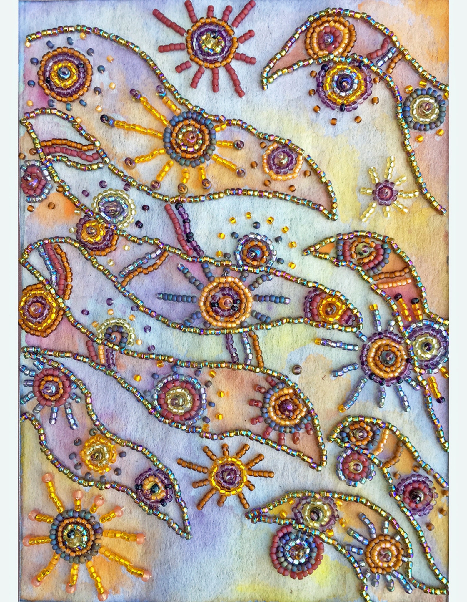 Bead Embroidery Kit Aboriginal Birds and Suns Design - Etsy