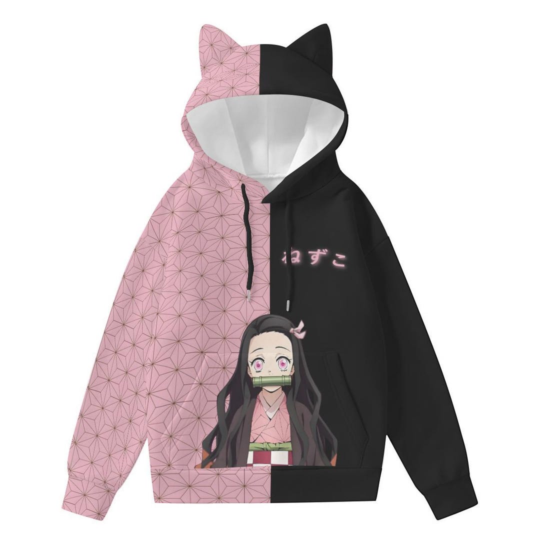 Nezuko Kamado Cat Ear Hoodie – Demon Slayer Kawaii Hoodie S–5XL | Anime ...