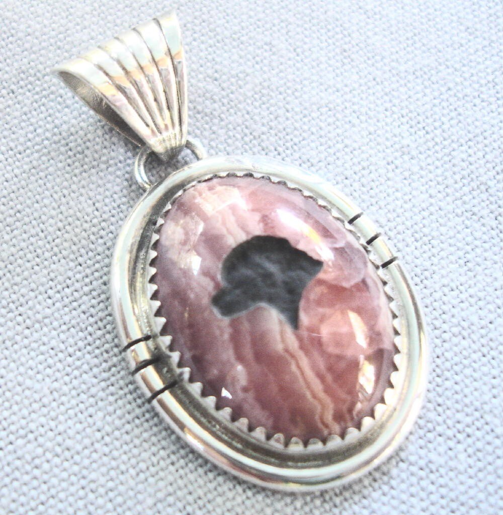 Rottweiler Sterling Silver Pendant with Rhodochrosite | Etsy