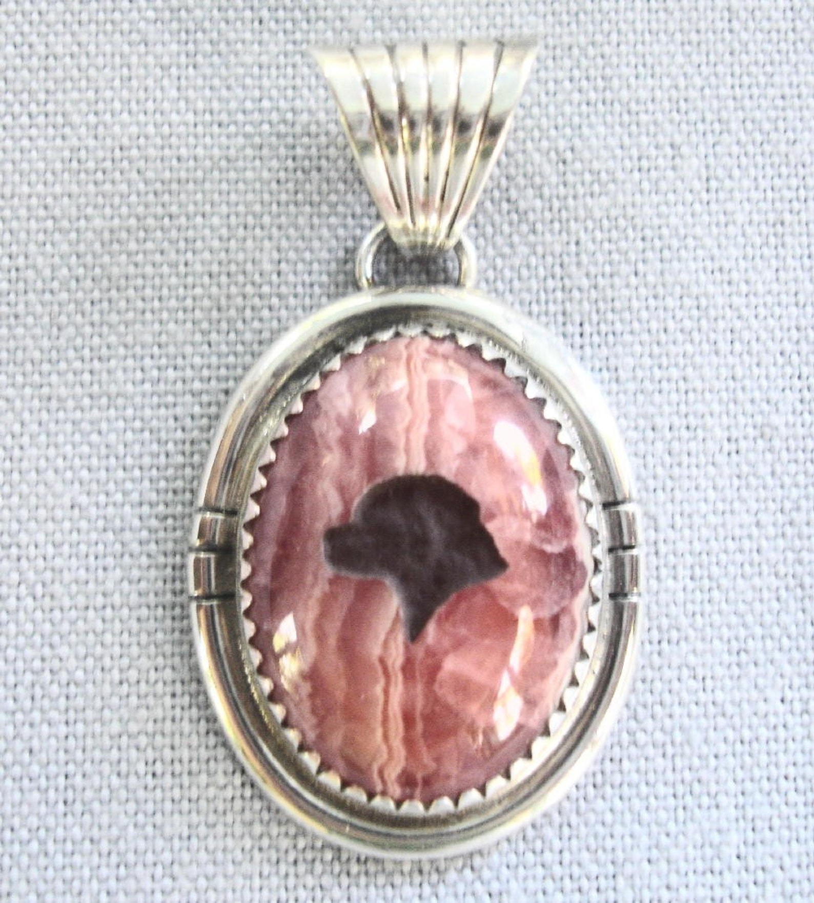 Rottweiler Sterling Silver Pendant with Rhodochrosite | Etsy