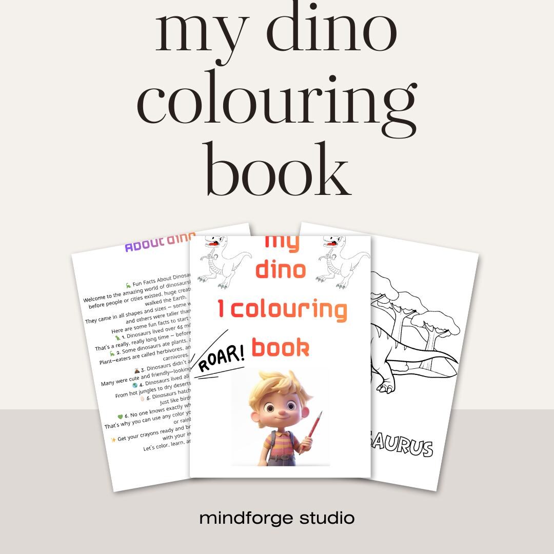 My Dino Coloring Book — Printable Dinosaur Coloring Pages PDF • Kids ...