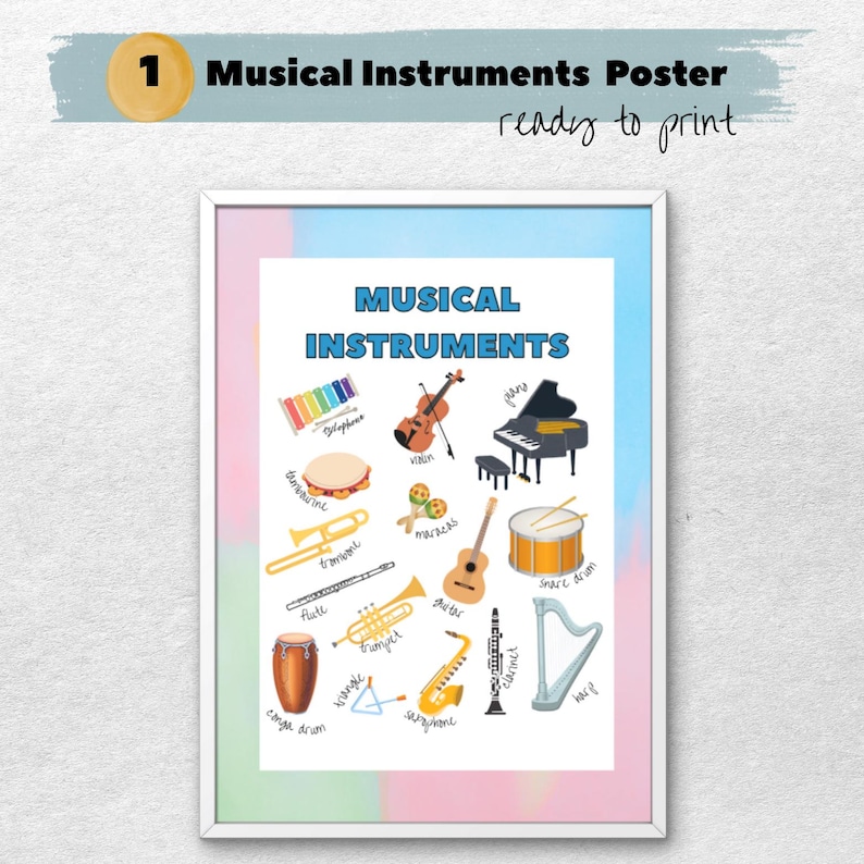 Music Instruments Classroom Poster, Educational Print (digital Download ...