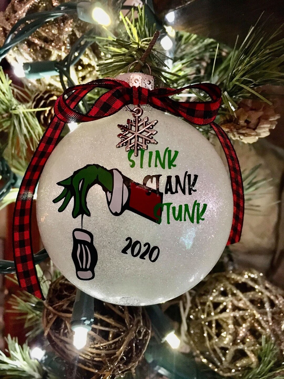 GRINCH Stink, Stank, Stunk Glitter Glass Disc Ornament - Etsy