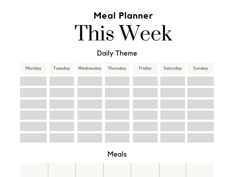 Weekly Meal Planner, Grocery List, Food Budget (printable Download) - Etsy
