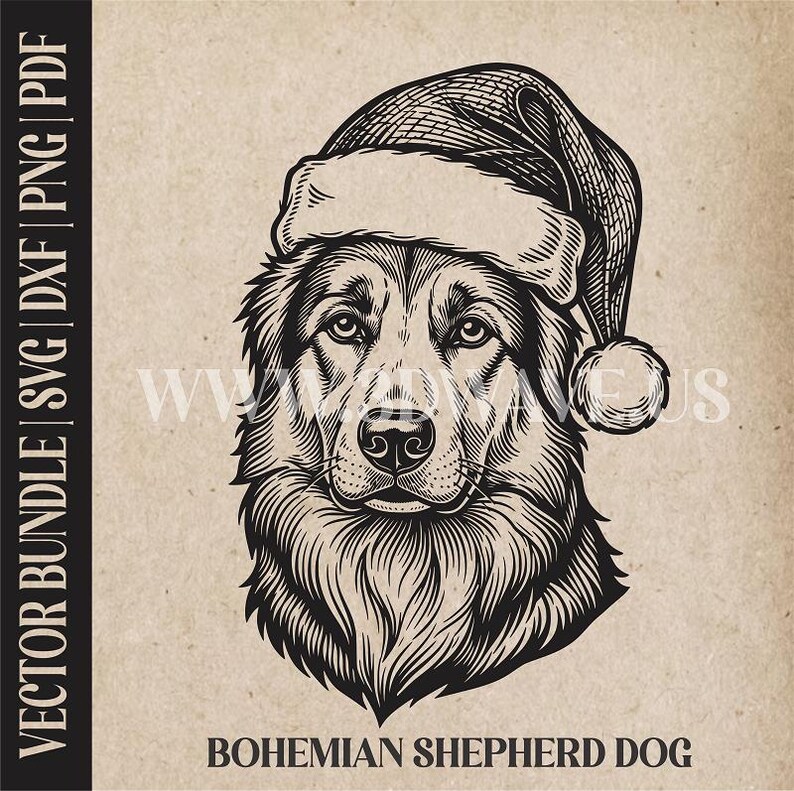 Bohemian Shepherd Santa Dog Vector Art: Lasercut Files for Cricut ...