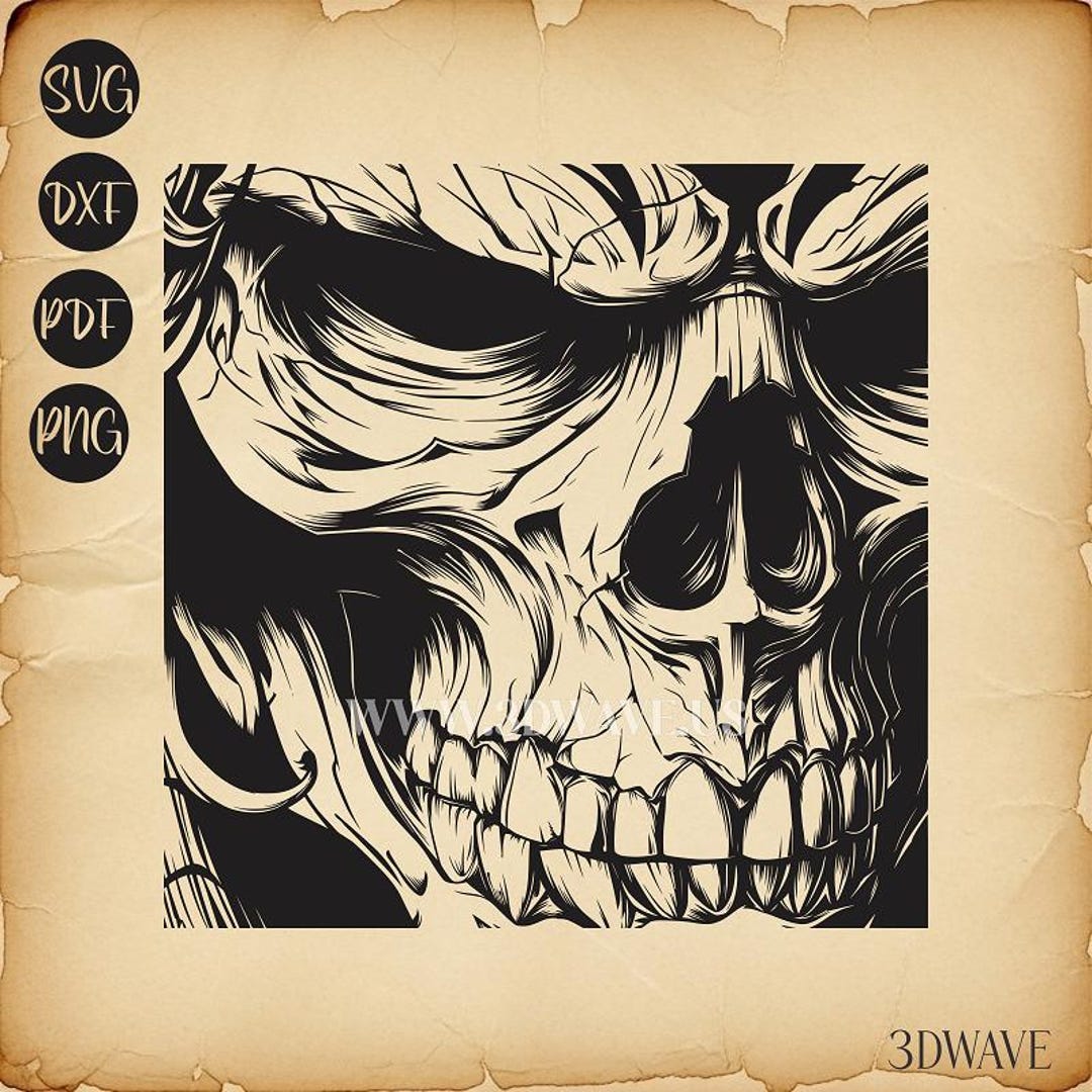 Monster Skull Vector Art: Lasercut Files for Cricut, Glowforge SVG ...