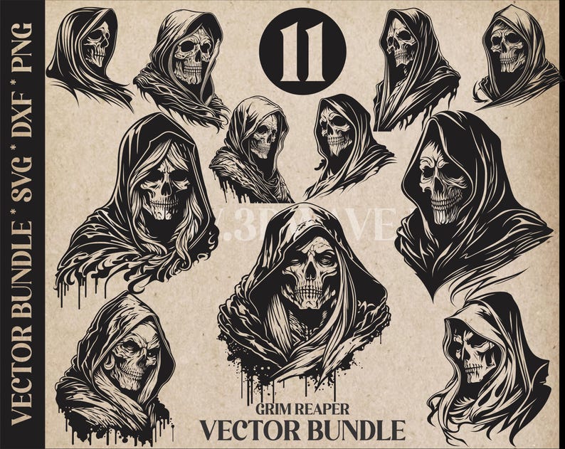 Grim Reaper Laser Files Bundle | Vector Art | Peeking Puppy ...