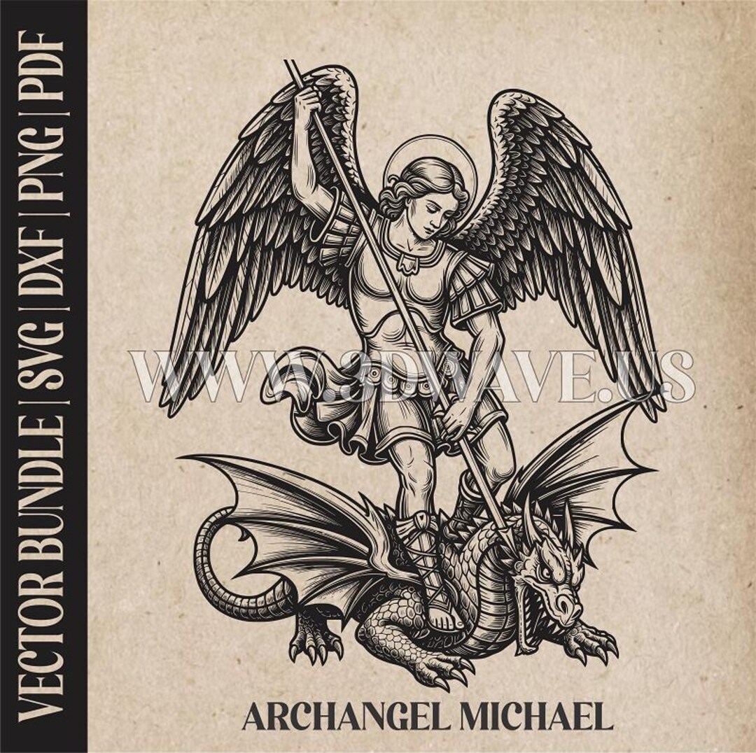 Archangel Michael Vector Art: Laser Cut Files for Cricut, Glowforge SVG ...