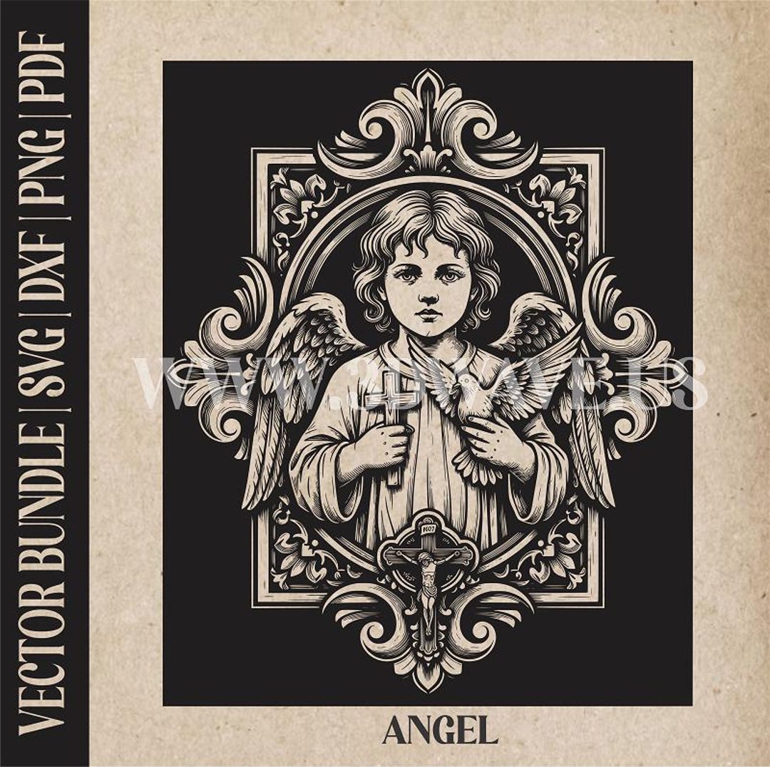 Angel Vector Art: Lasercut Files for Cricut, Glowforge SVG | Digital ...