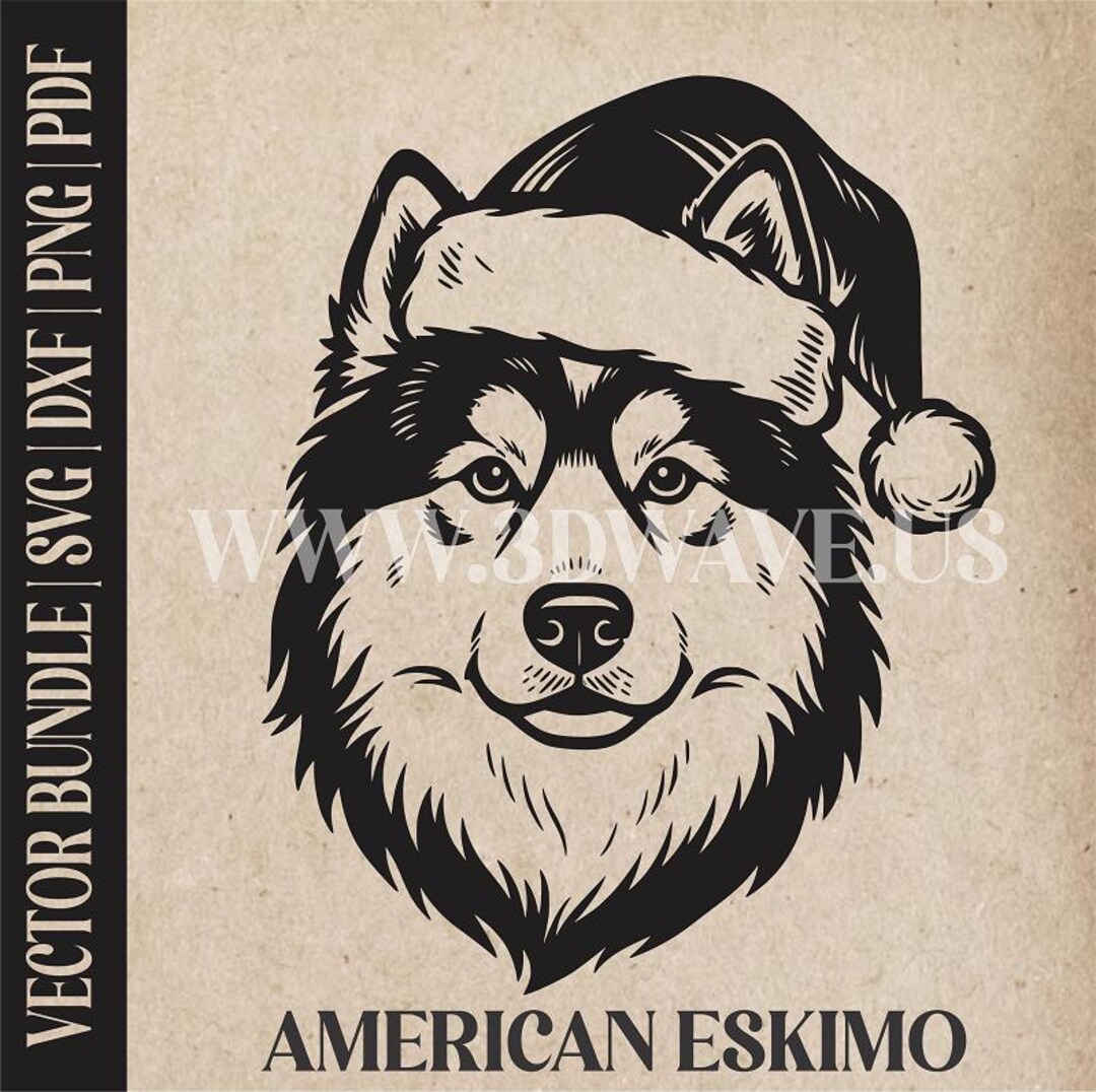 American Eskimo Santa Dog Vector Art: Lasercut Files for Cricut ...