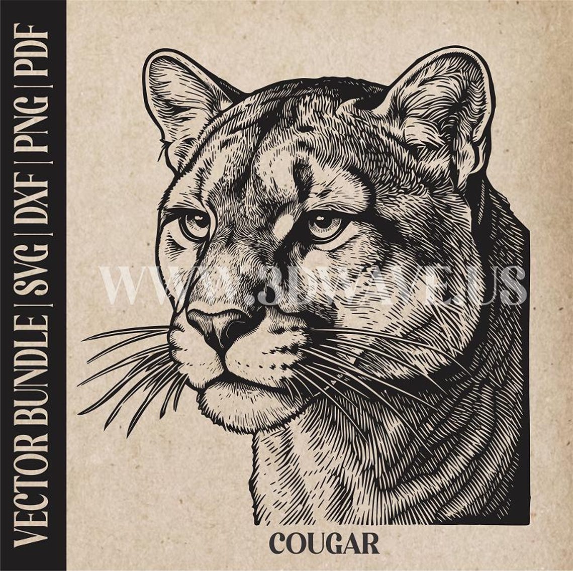 Cougar Vector Art: Laser Cut Files for Cricut, Glowforge SVG | Digital ...