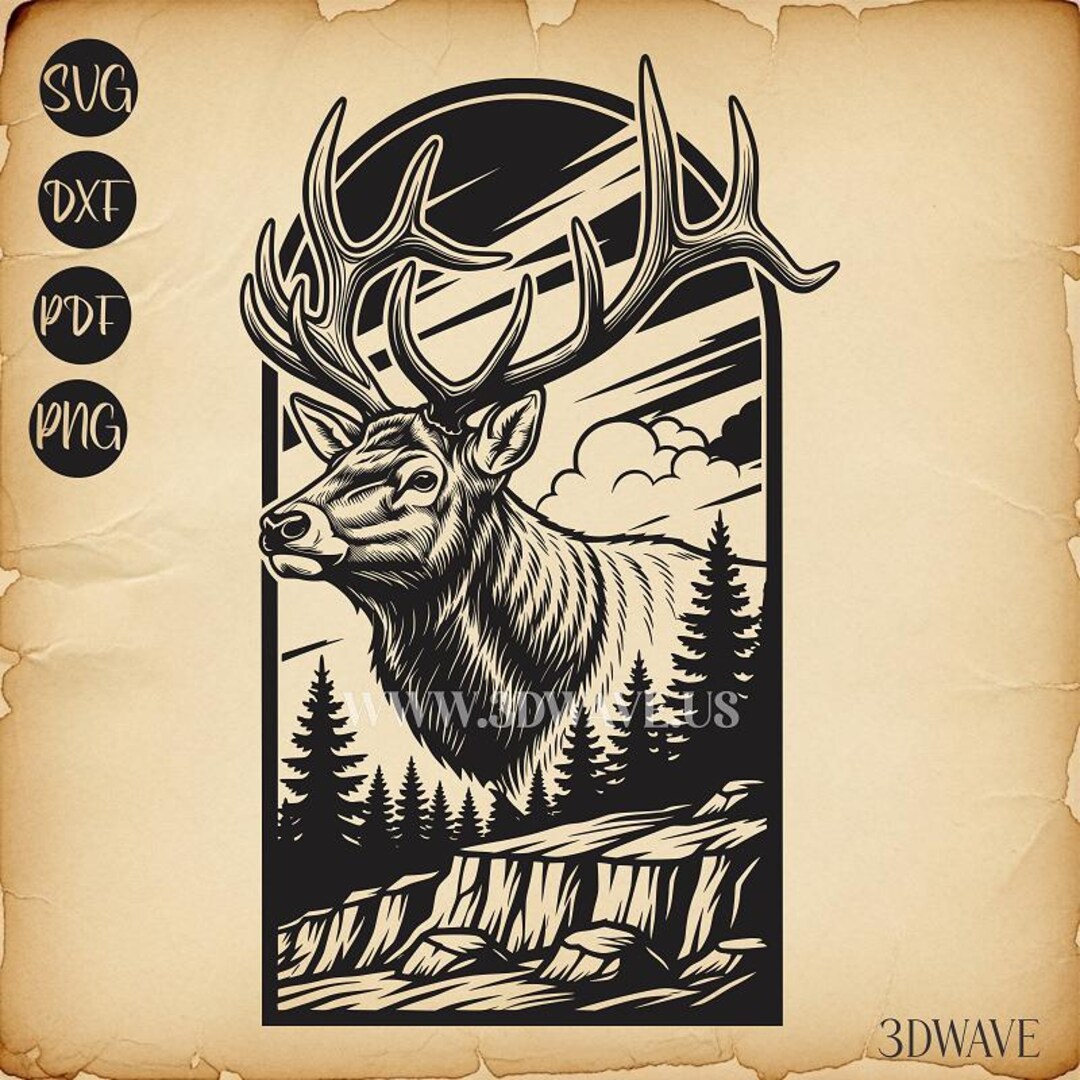 Deer SVG PNG | Wapiti Vector Art, Laser Cut Files (digital Download) - Etsy