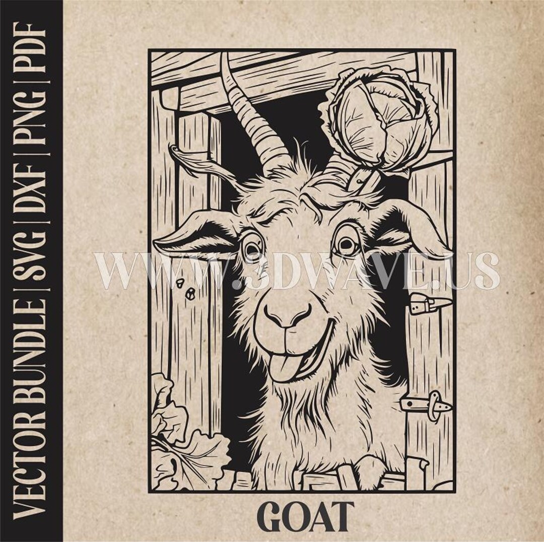 Funny Goat Vector Art: Lasercut Files for Cricut, Glowforge SVG ...