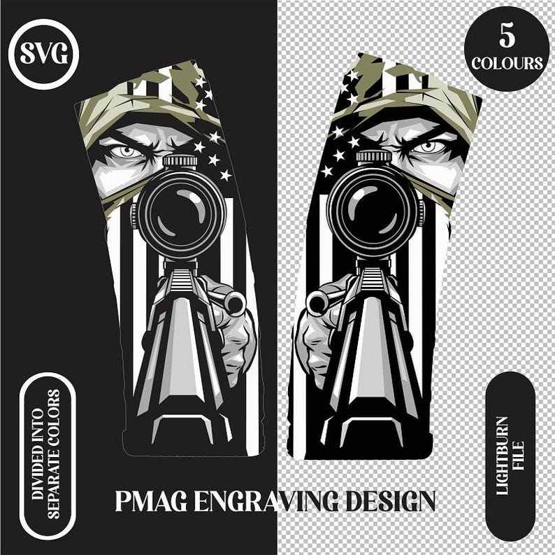 American Sniper Engraving for PMAG | Lightburn | 5 Color Layers | for ...