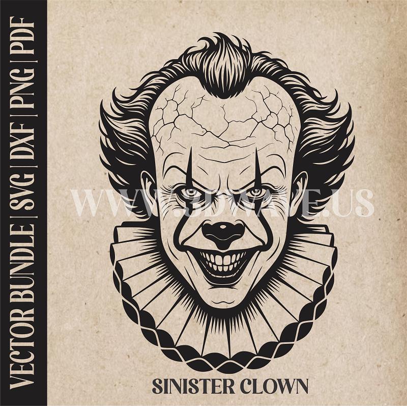 Creepy Pennywise Joker Vector Art: Lasercut Files for Cricut, Glowforge ...