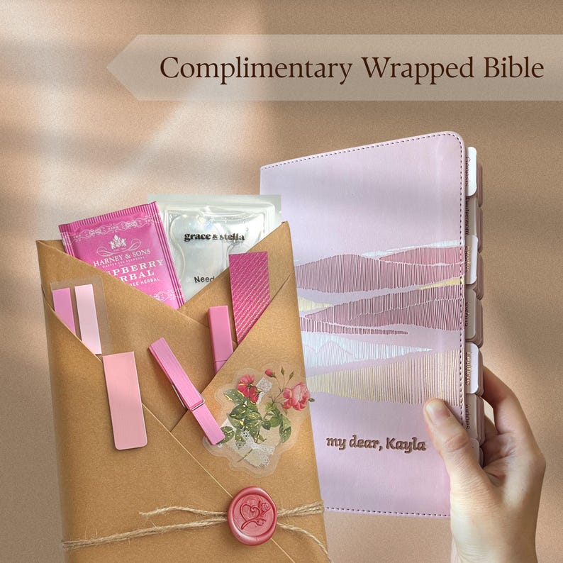 Personalized NIV Holy Bible Rose Gold Ombre Tabs Mauve Pink Leathersoft ...