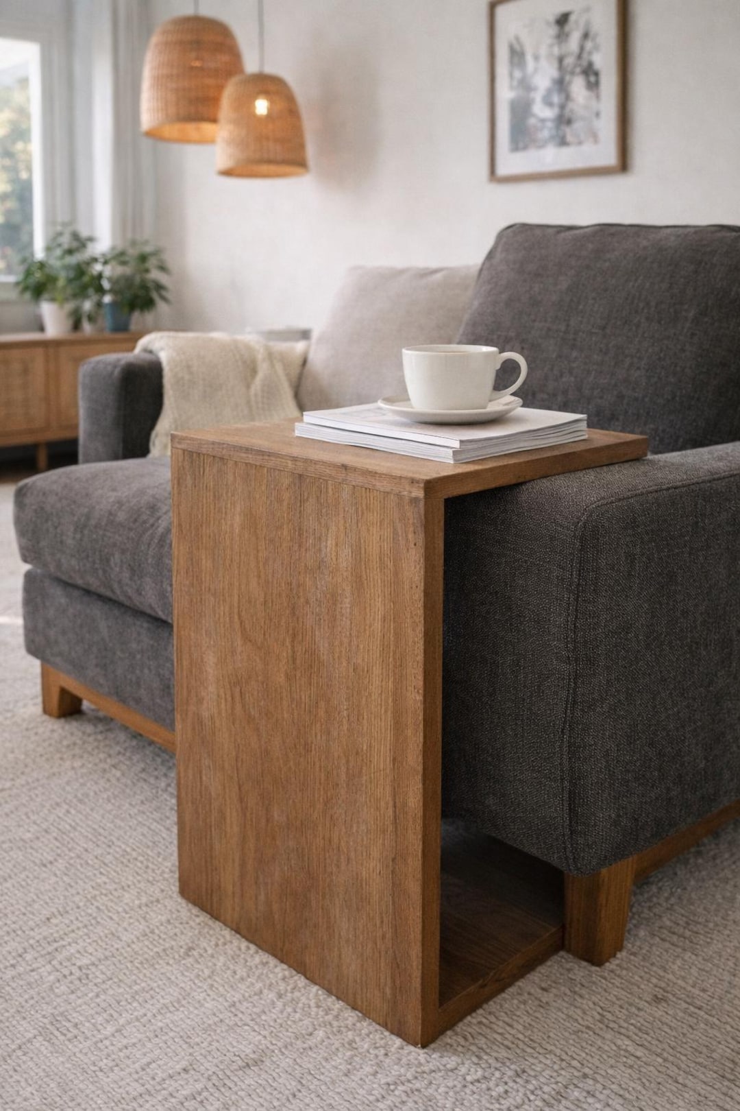 Solid Wood C-table | Minimalist Sofa Side Table - Etsy