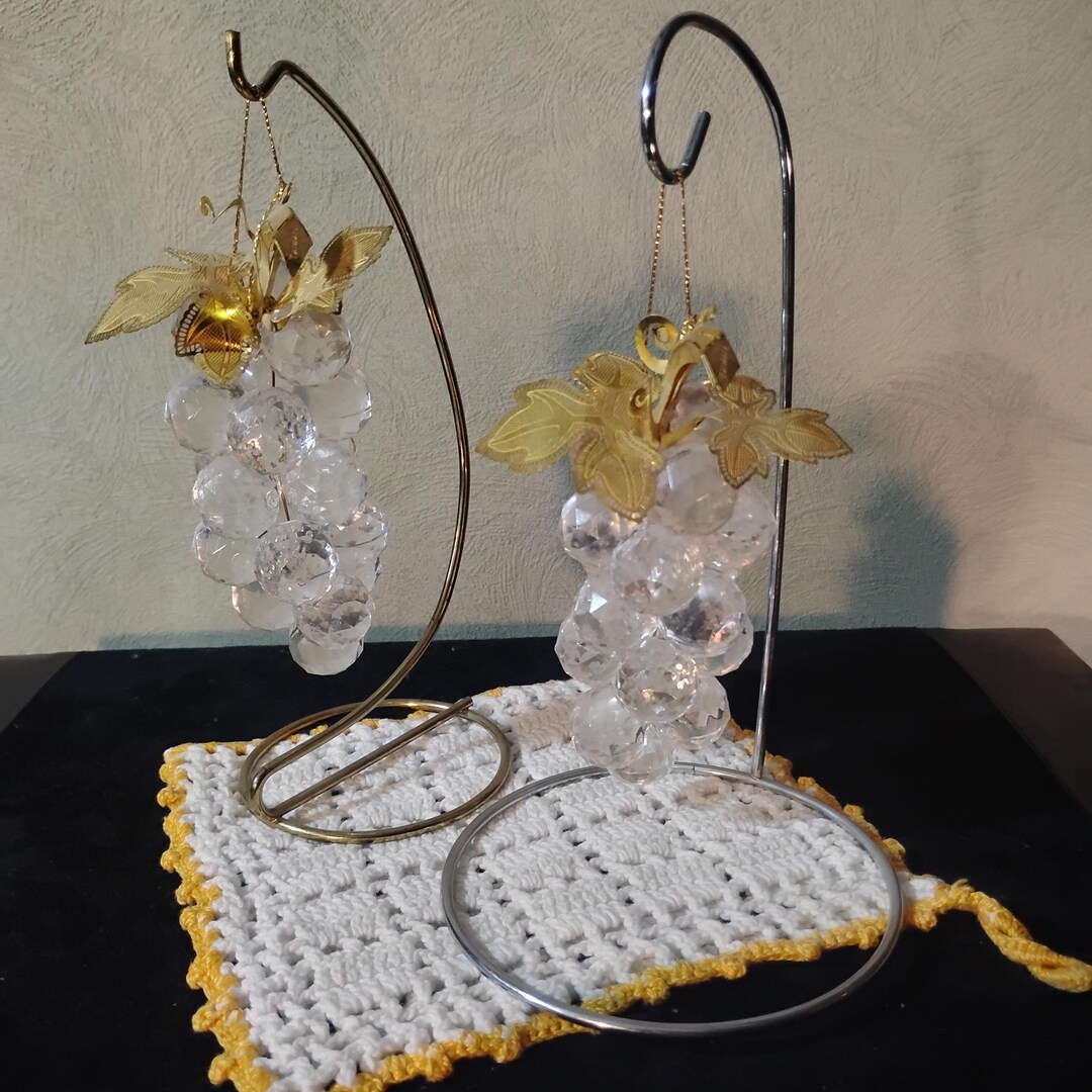 Pair Vintage Crystal Glass Grapes | MCM 70s Decor - Etsy
