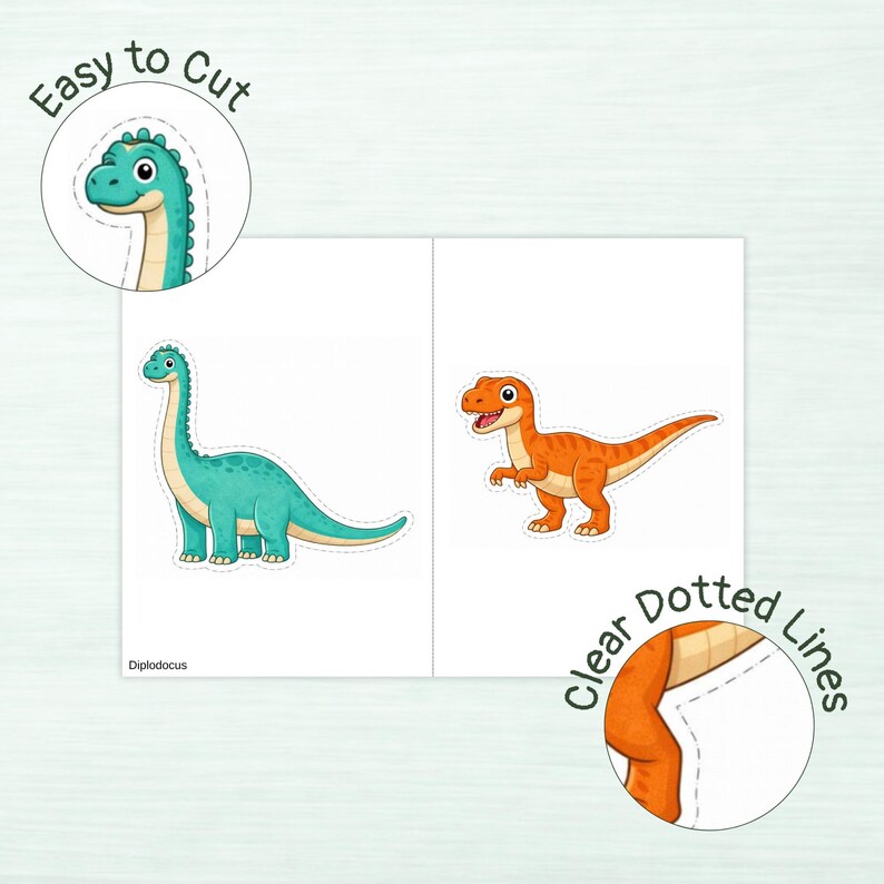 Dinosaurs Cut & Paste Printable | Scissor Skills for Toddlers Ages 2–5 ...