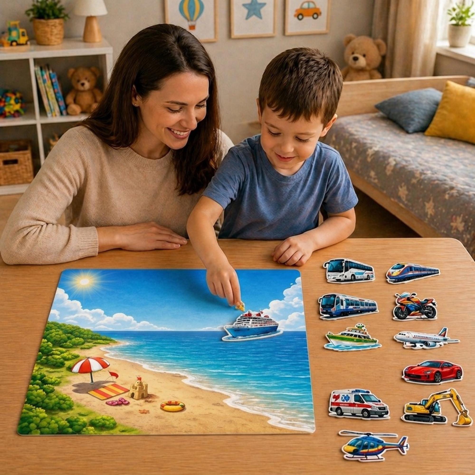 Transport Cut and Paste Game Printable, Vehicle Matching Activity ...