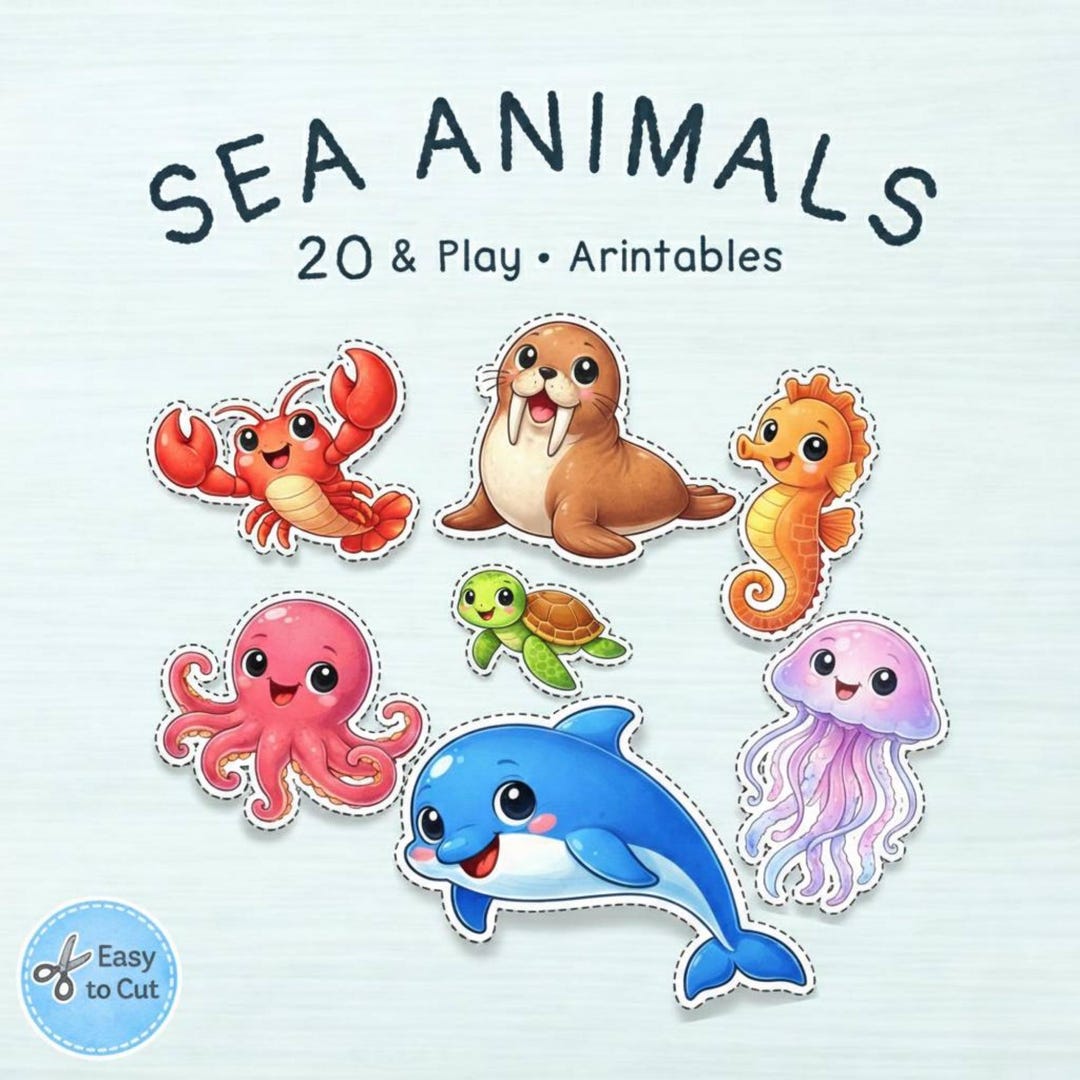 Sea Animals Cut & Paste Printable | Ocean Scissor Skills for Toddlers ...