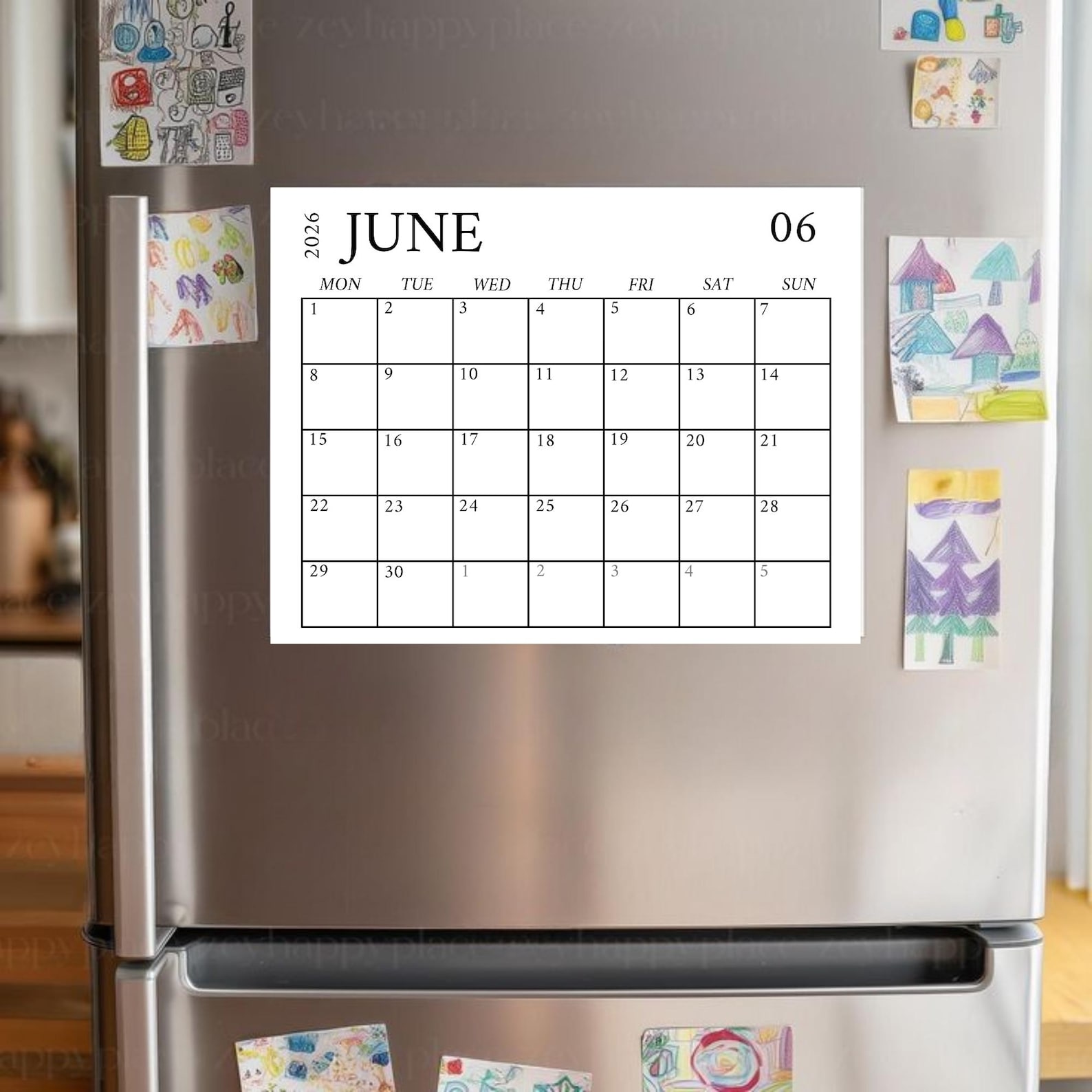 June 2026 Minimalist Calendar Printable | Black & White Monthly Planner ...