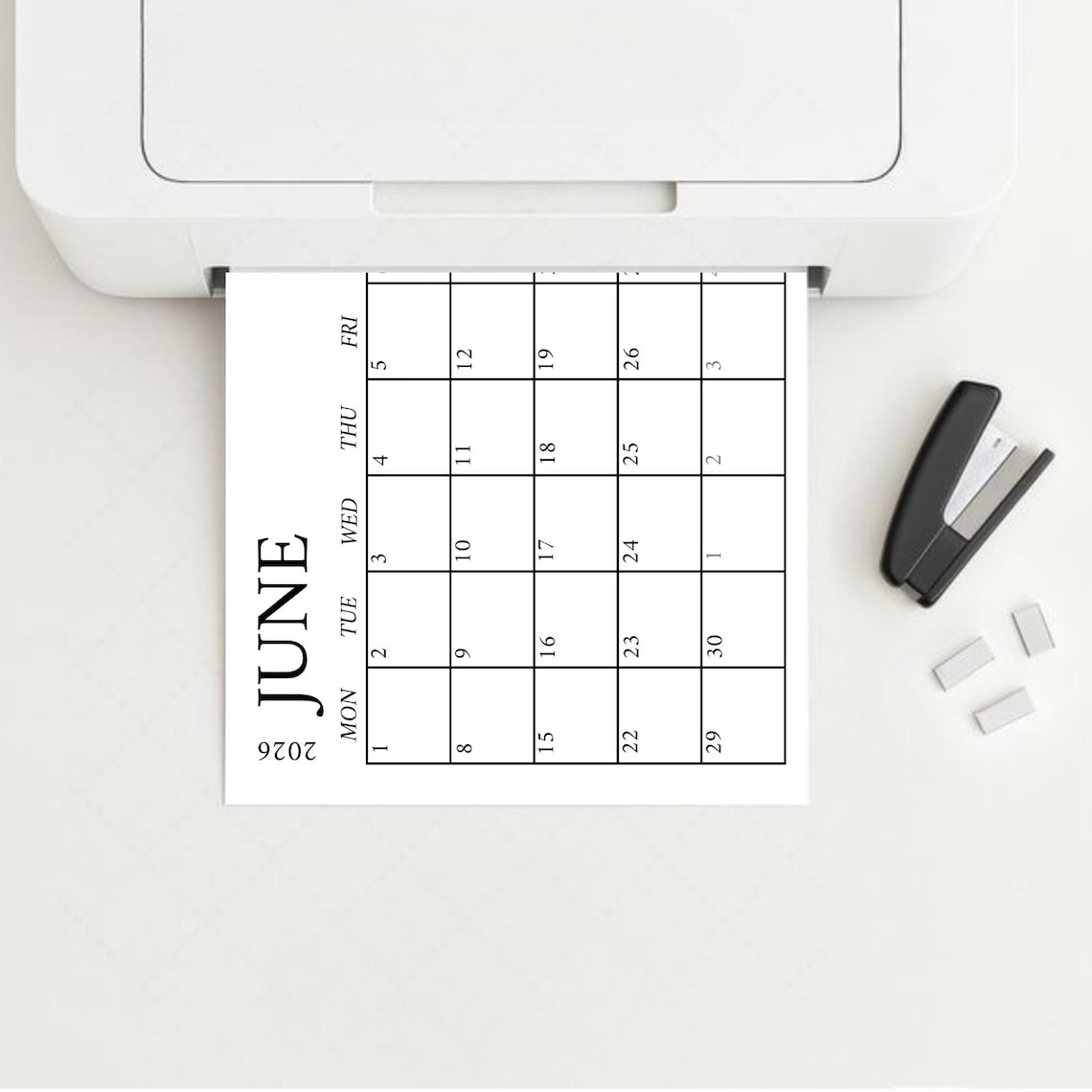 June 2026 Minimalist Calendar Printable | Black & White Monthly Planner ...