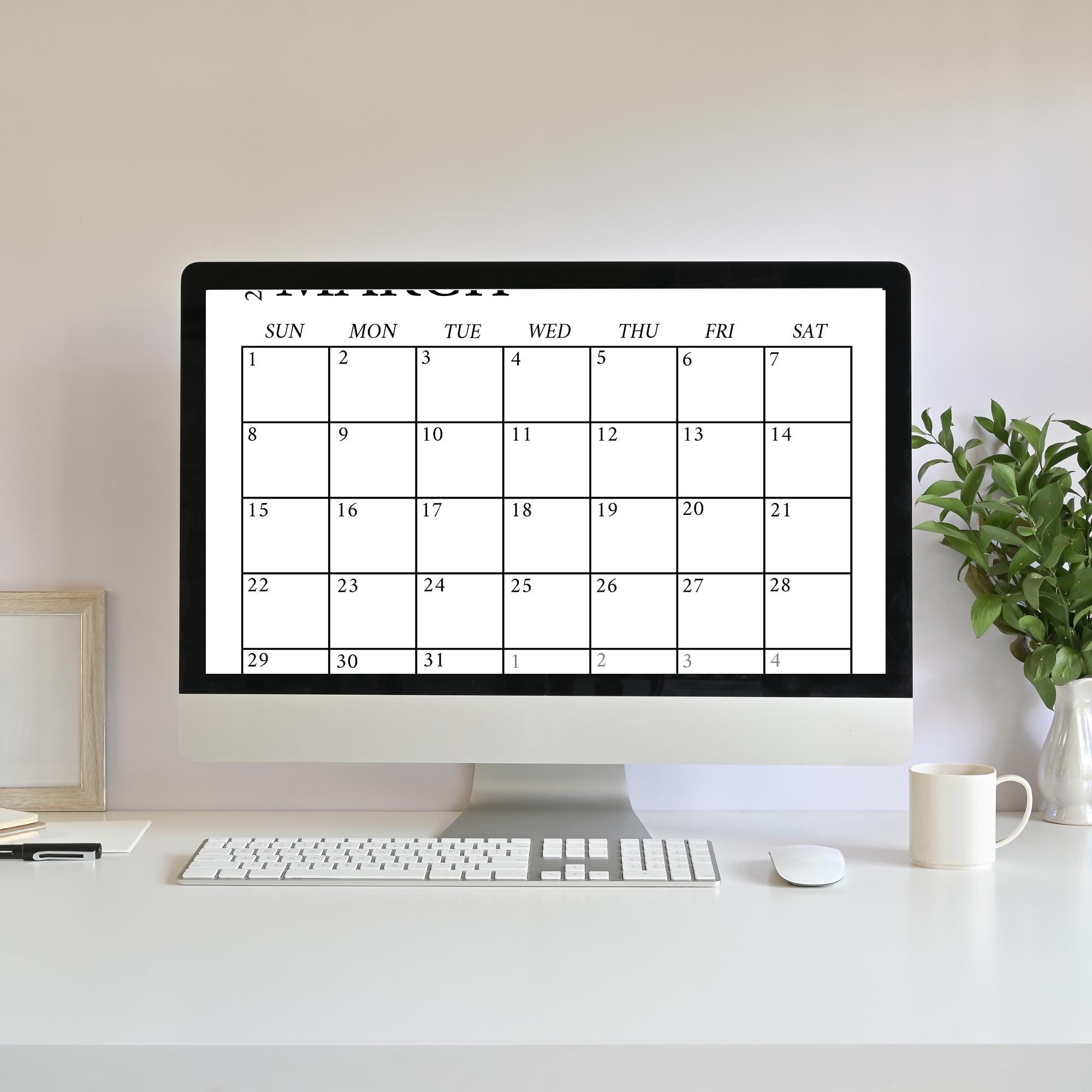 March 2026 Minimalist Calendar Printable | Black & White Monthly ...
