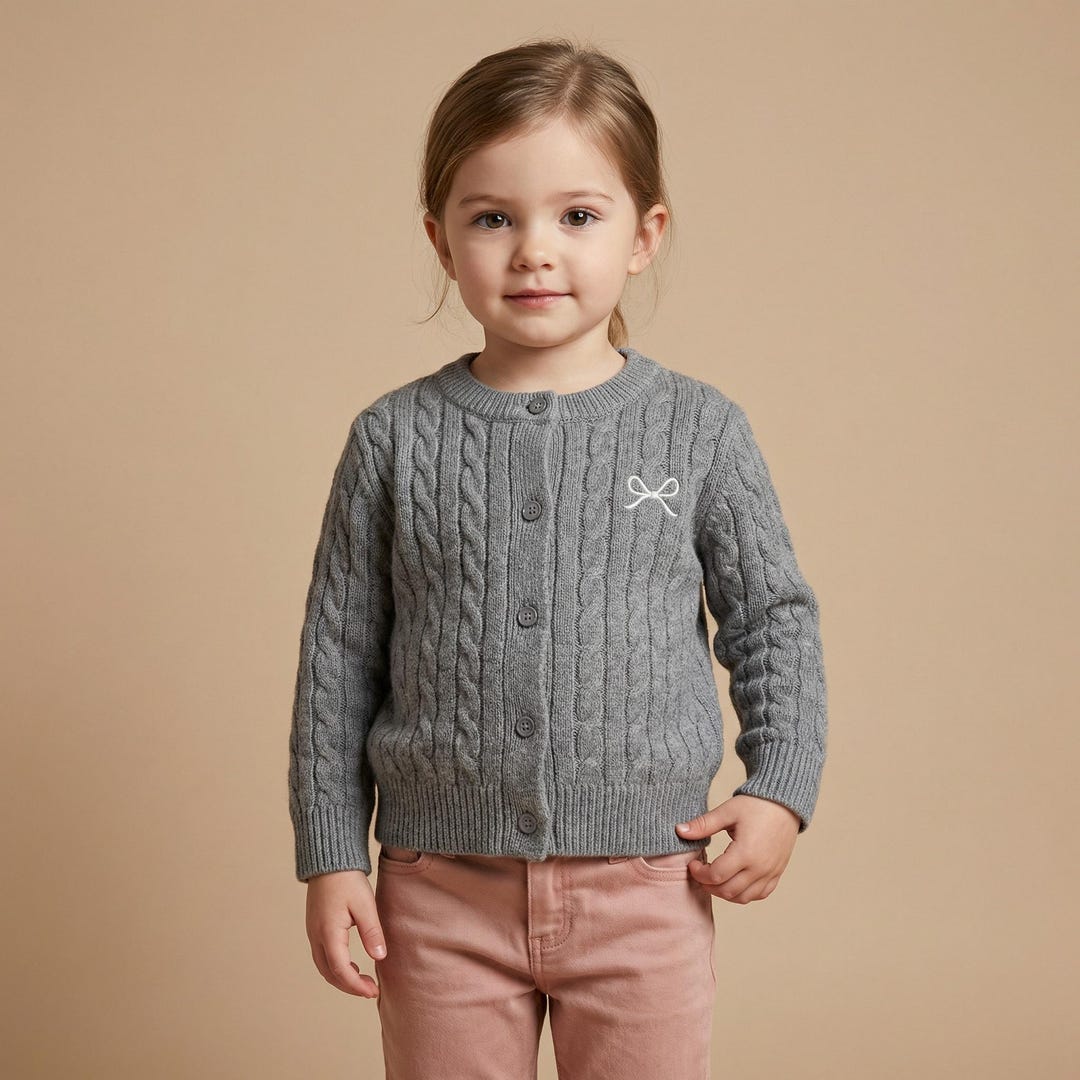 Girls Cable Knit Cardigan | Soft Cotton Blend, Button Sweater - Etsy