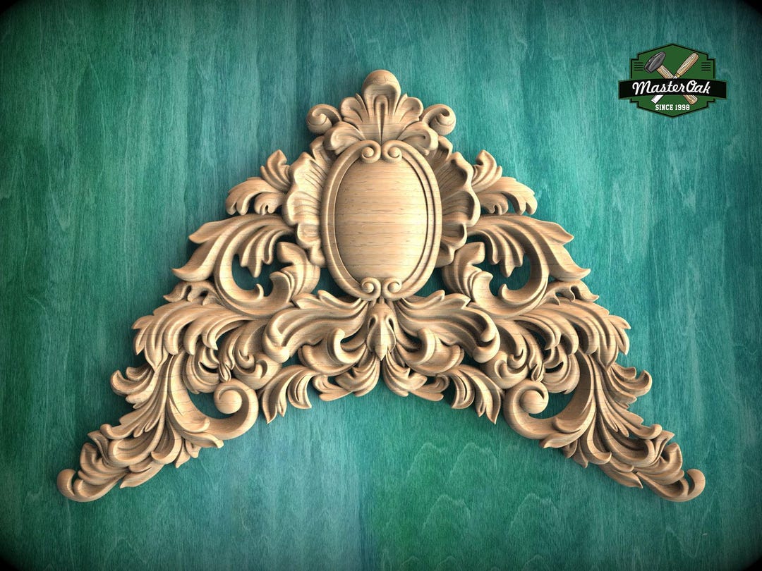 Victorian Flourish: Carved Wooden Archway Keystone, Unpainted, 1pc ...