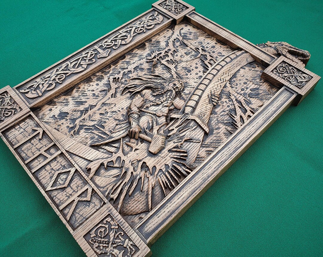 Thor Statue, Ragnarok, Mjollnir, Norse Gods, Wood Carving Altar Heathen ...