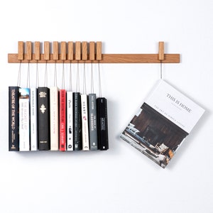 Custom Made Wooden Book Rack / Bookshelf in Oak. the Pins Are Also ...